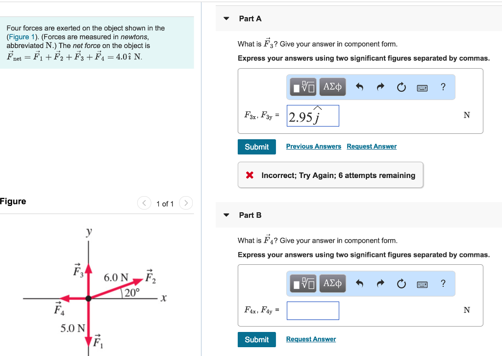 Solved Part A Four forces are exerted on the object shown in | Chegg.com