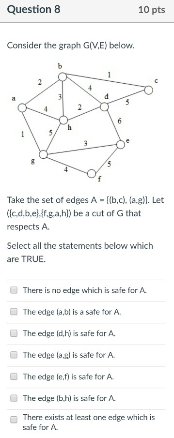 Solved Question 1 10 pts Write the adjacency-matrix | Chegg.com