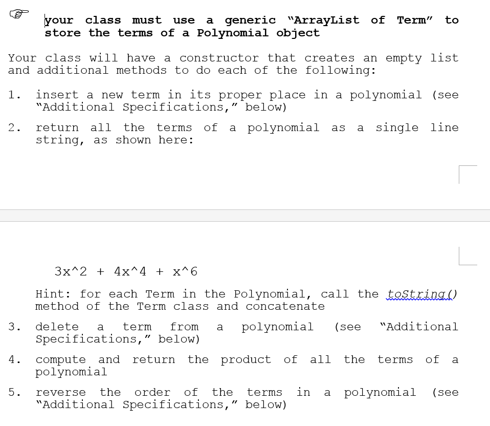 Solved The ArraVLnSC ClasS I. The Term Class » in the term | Chegg.com