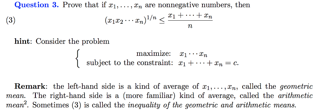 Solved |(3) Question 3. Prove that if x1, ..., xn are | Chegg.com