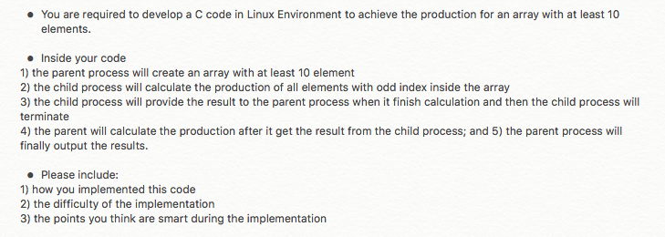 Solved You are required to develop a C code in Linux | Chegg.com