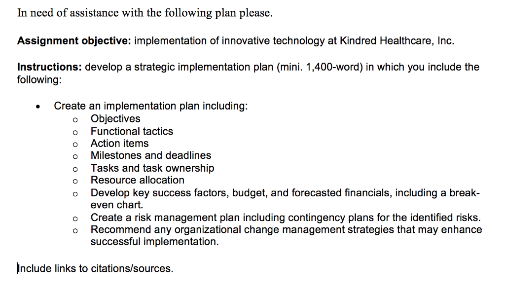 In need of assistance with the following plan please | Chegg.com