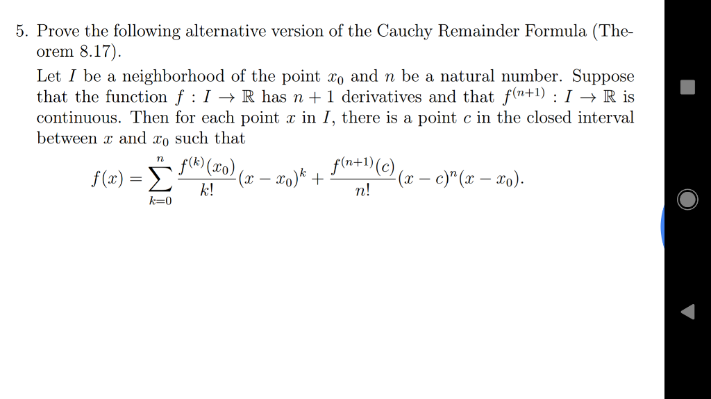 Solved Prove the following alternative version of the Cauchy | Chegg.com
