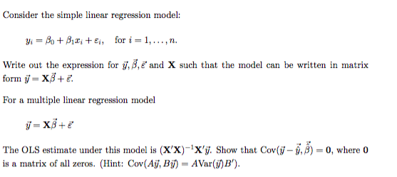 Solved Consider the simple linear regression model: Vi=A) + | Chegg.com