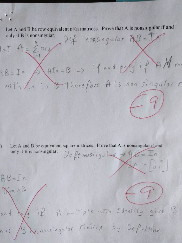 Solved Let A and B be row equivalent n×n matrices. Prove | Chegg.com
