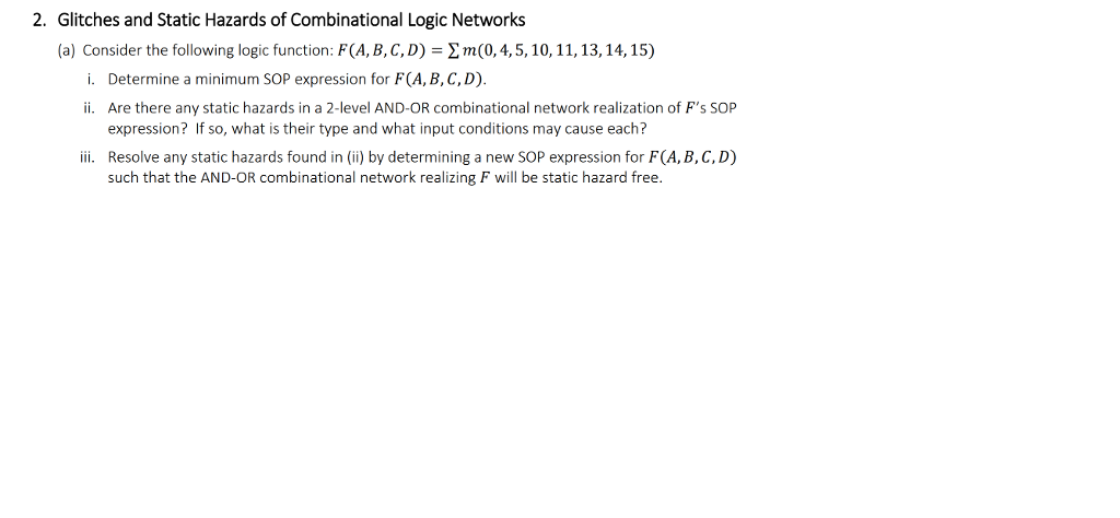 Solved 2. Glitches and Static Hazards of Combinational Logic | Chegg.com