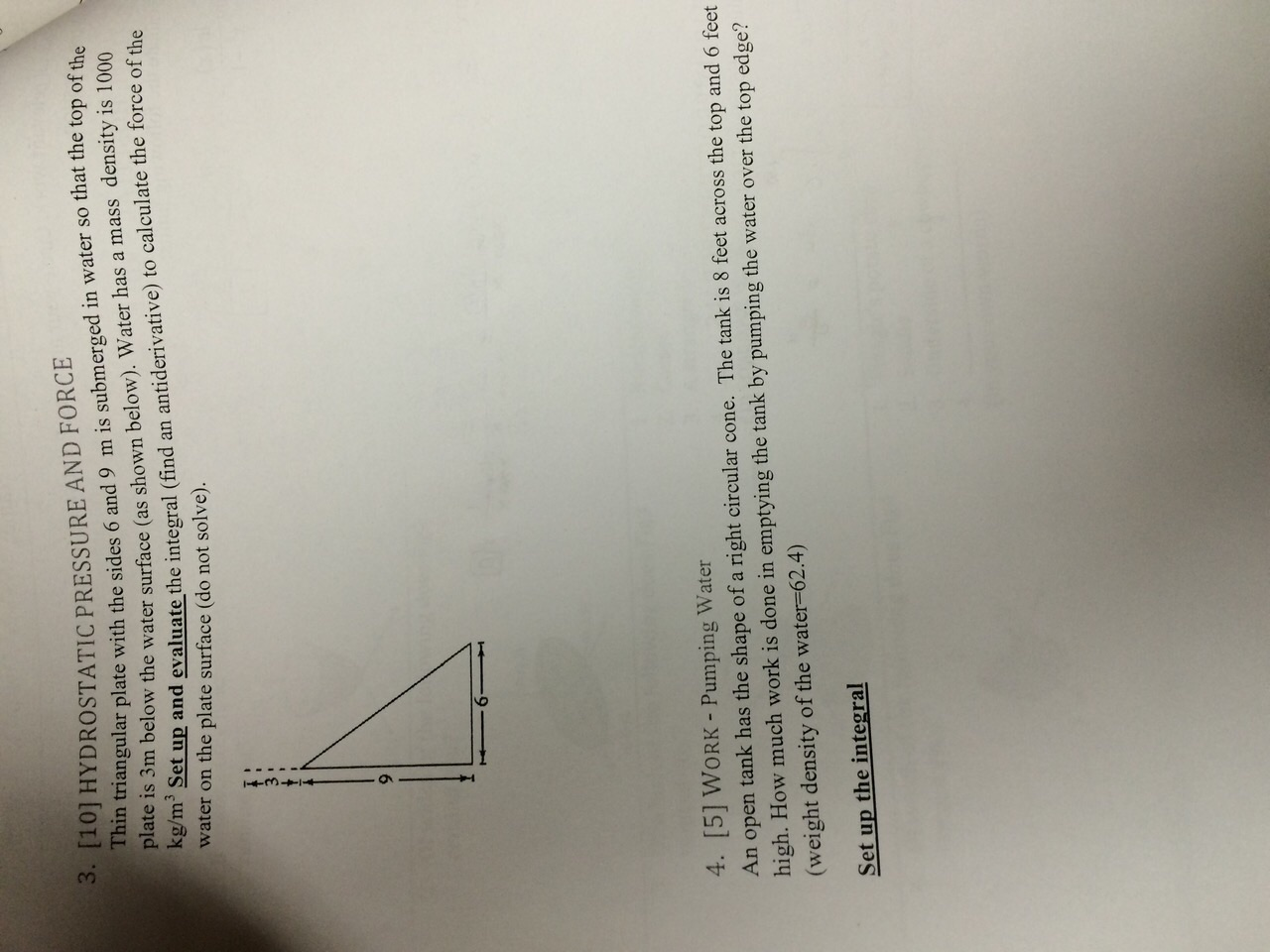Solved HYDROSTATIC PRESSURE AND FORCE Thin triangular plate | Chegg.com