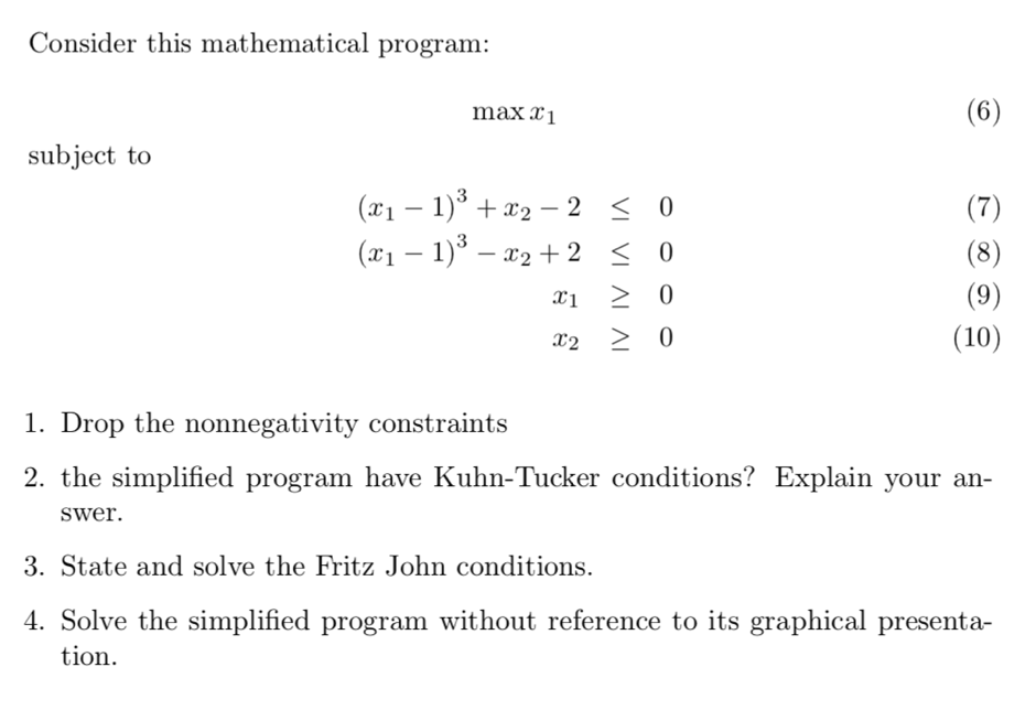 Consider this mathematical program: max ^] subject to | Chegg.com