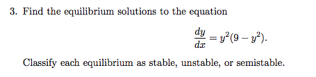 Solved Find the equilibrium solutions to the equation dy/dx | Chegg.com