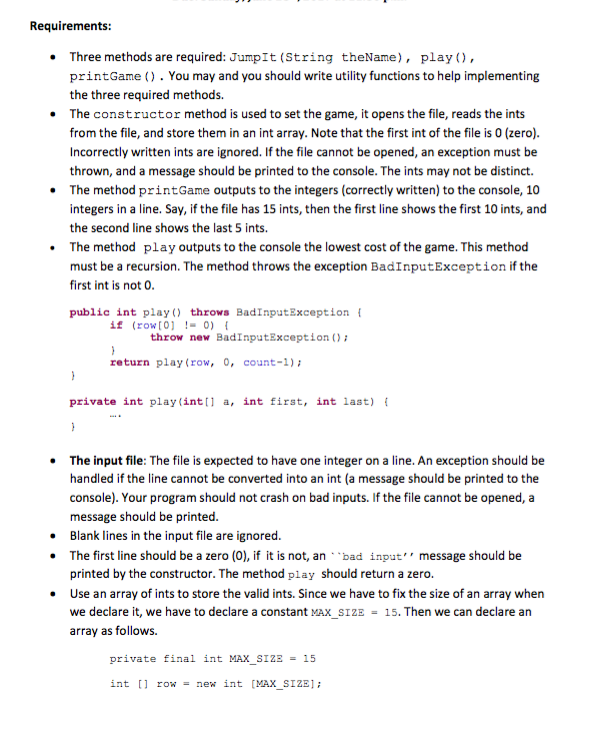 Solved 3. Write a computer program to play the "Jump lt" | Chegg.com