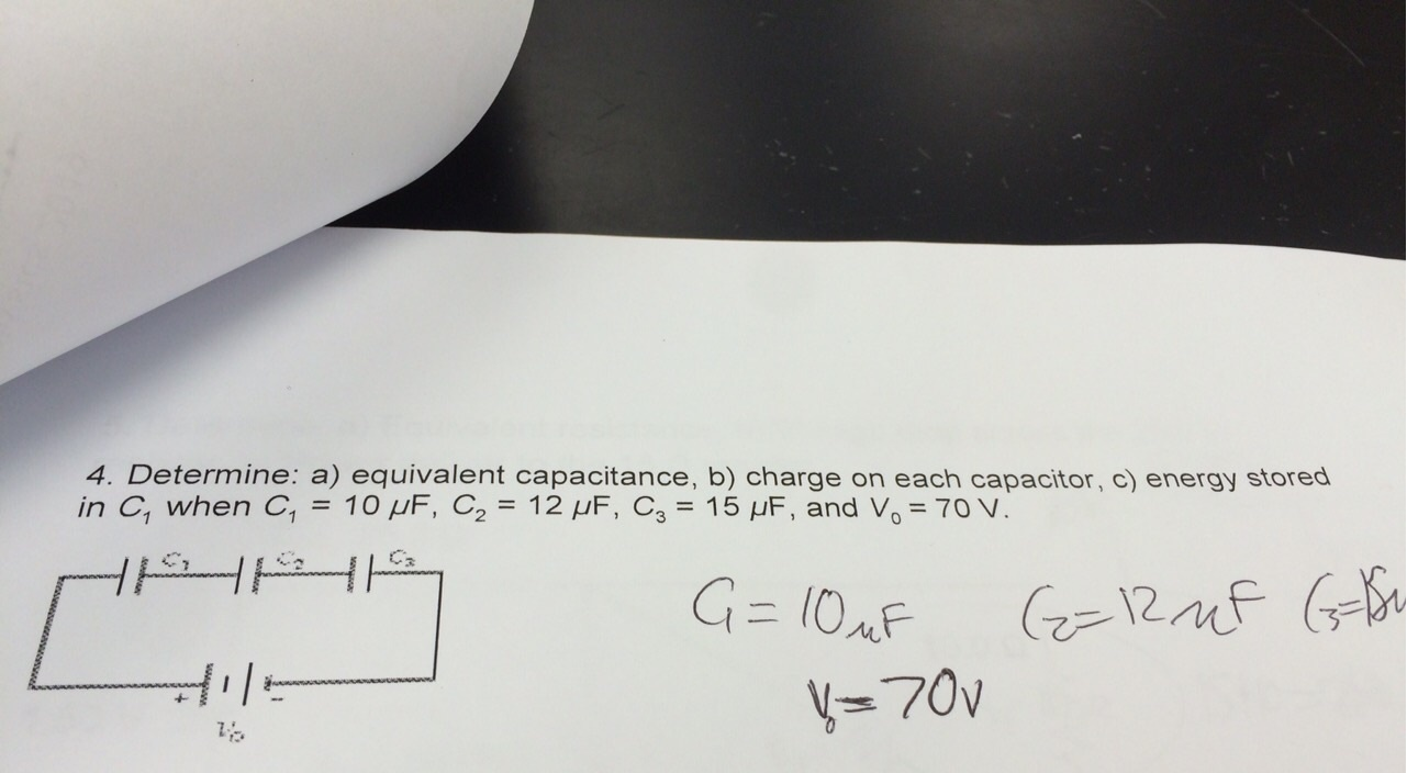 Solved 4. Determine: a) equivalent capacitance, b) charge on | Chegg.com