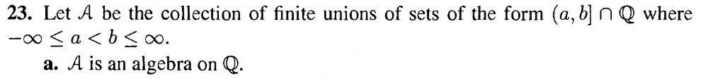 23. Let A be the collection of finite unions of sets | Chegg.com