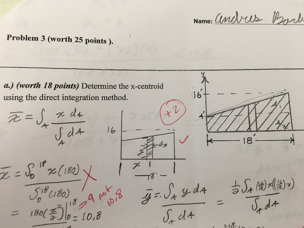 Solved Determine the x-centroid using the direct integration | Chegg.com