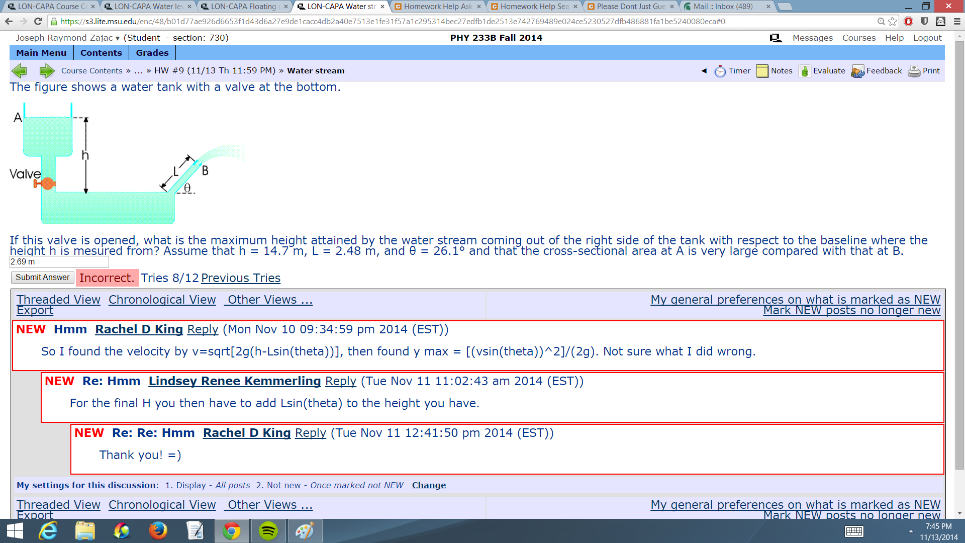 Solved Lon Capa Course Ce X Lon Capa Water Lev X Capa Chegg