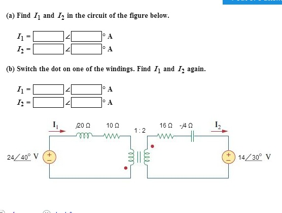 Solved (a) Find I1 and I2, in the circuit of the figure | Chegg.com