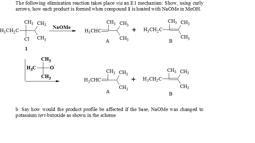 Solved The following elimination reaction takes place via an | Chegg.com