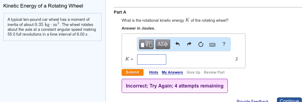 Solved Kinetic Energy of a Rotating Wheel A typical | Chegg.com