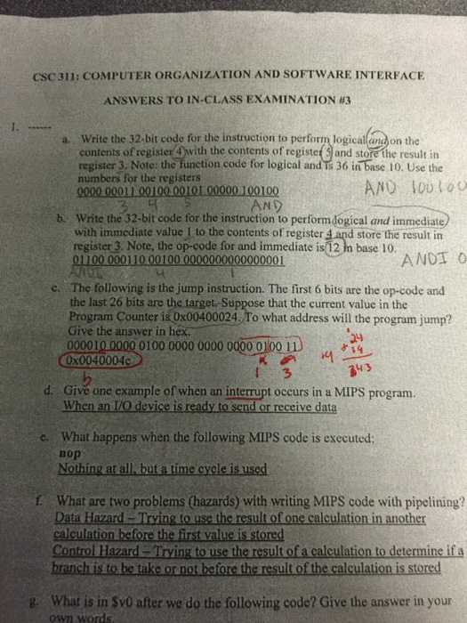 Solved CSC 311: COMPUTER ORGANIZATION AND SOFTWARE INTERFACE | Chegg.com