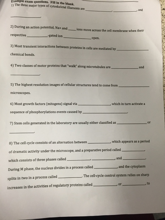 Solved The three major type, of cytoskeletal filaments are | Chegg.com