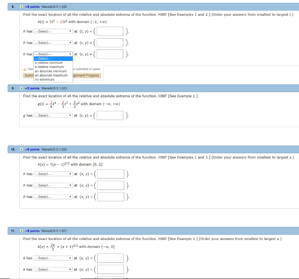 Solved QUESTION: Find the exact location of all the relative | Chegg.com