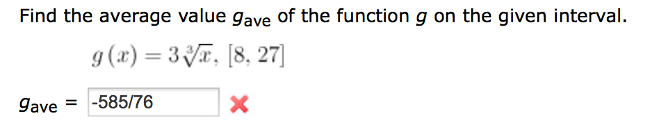 Solved Find the average value g_ave of the function g on the | Chegg.com