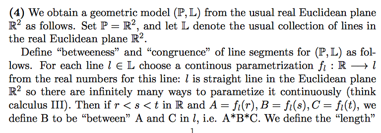 Solved (4) We obtain a geometric model (P, L) from the usual | Chegg.com