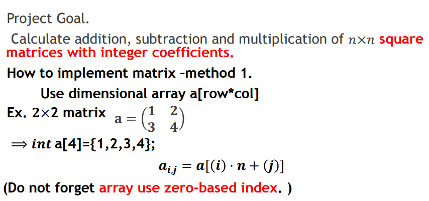 Project Goal Calculate addition, subtraction and | Chegg.com