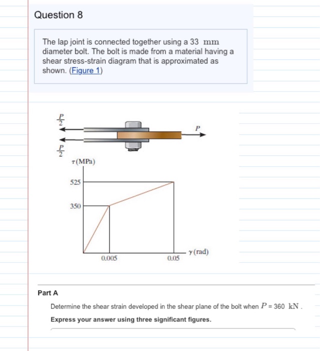 Solved The lap joint is connected together using a 33 mm | Chegg.com