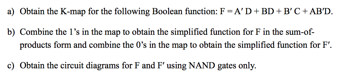 Solved Obtain the K-map for the following Boolean function: | Chegg.com