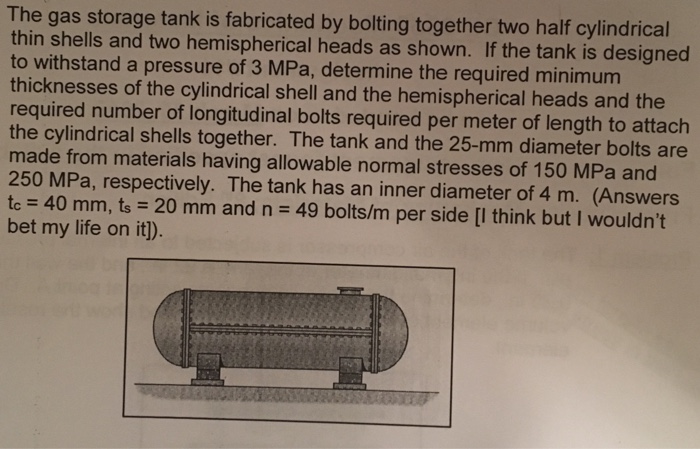 Solved The gas storage tank is fabricated by bolting | Chegg.com