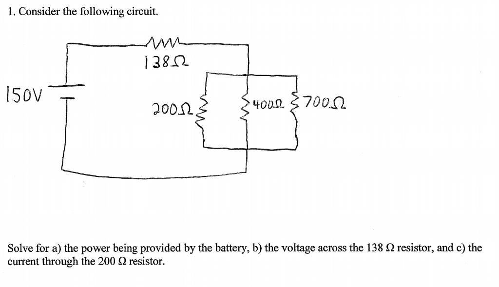 Solved Consider the following circuit. Solve for a) the | Chegg.com