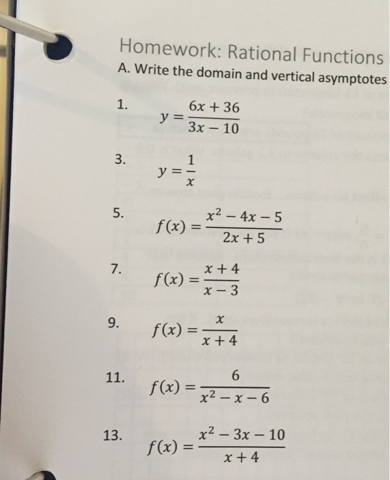 Solved Write the domain and vertical asymptotes 1. y = | Chegg.com