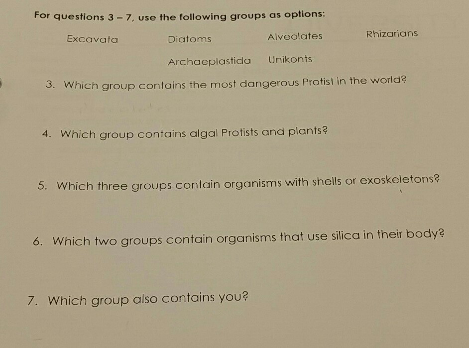 Solved For questions 3-7, use the following groups as | Chegg.com