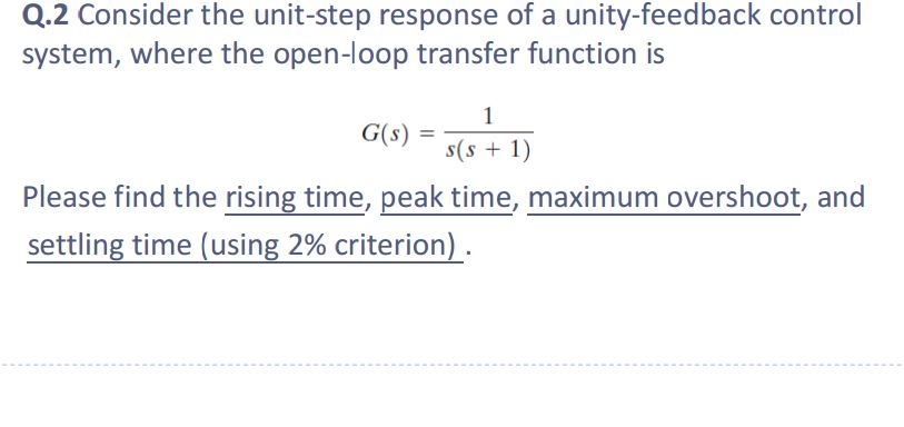 Solved Consider the unit-step response of a unity-feedback | Chegg.com
