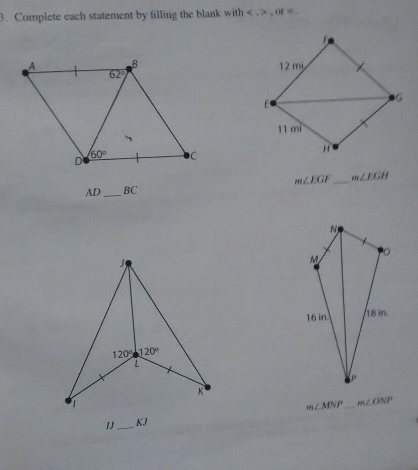 Solved complete each statement by filling the blank with >, | Chegg.com