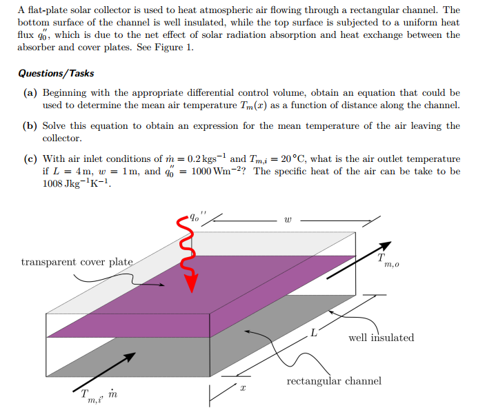 Solved A flat-plate solar collector is used to heat | Chegg.com