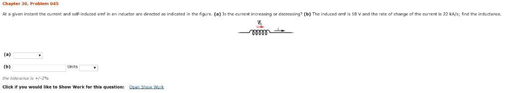 Solved At a given instant the current and self-induced emf | Chegg.com