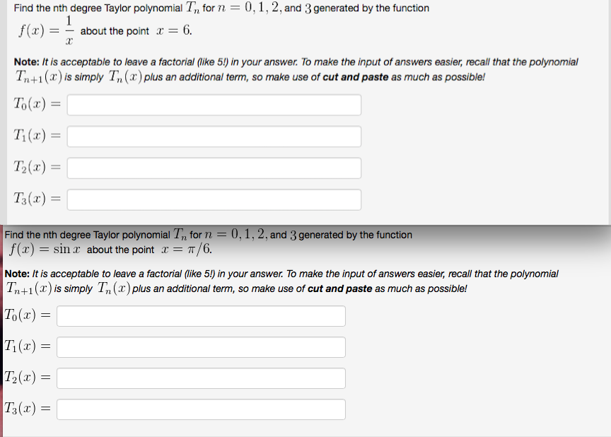 Solved Find the nth degree Taylor polynomial T_n for n = 0, | Chegg.com