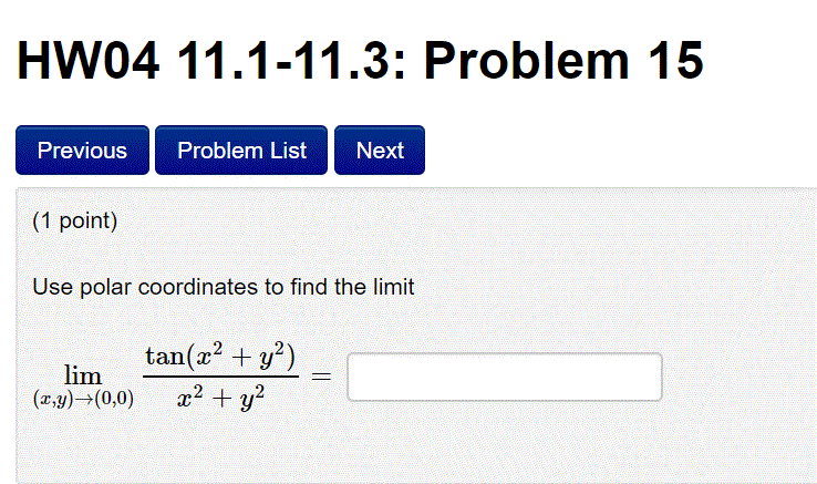 Solved HW04 11.1-11.3: Problem 15 Previo us Problem List | Chegg.com