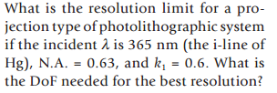 Solved What is the resolution limit for a projection type of | Chegg.com
