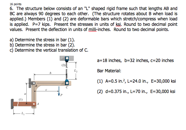 Solved The structure below consists of an "L" shaped rigid | Chegg.com
