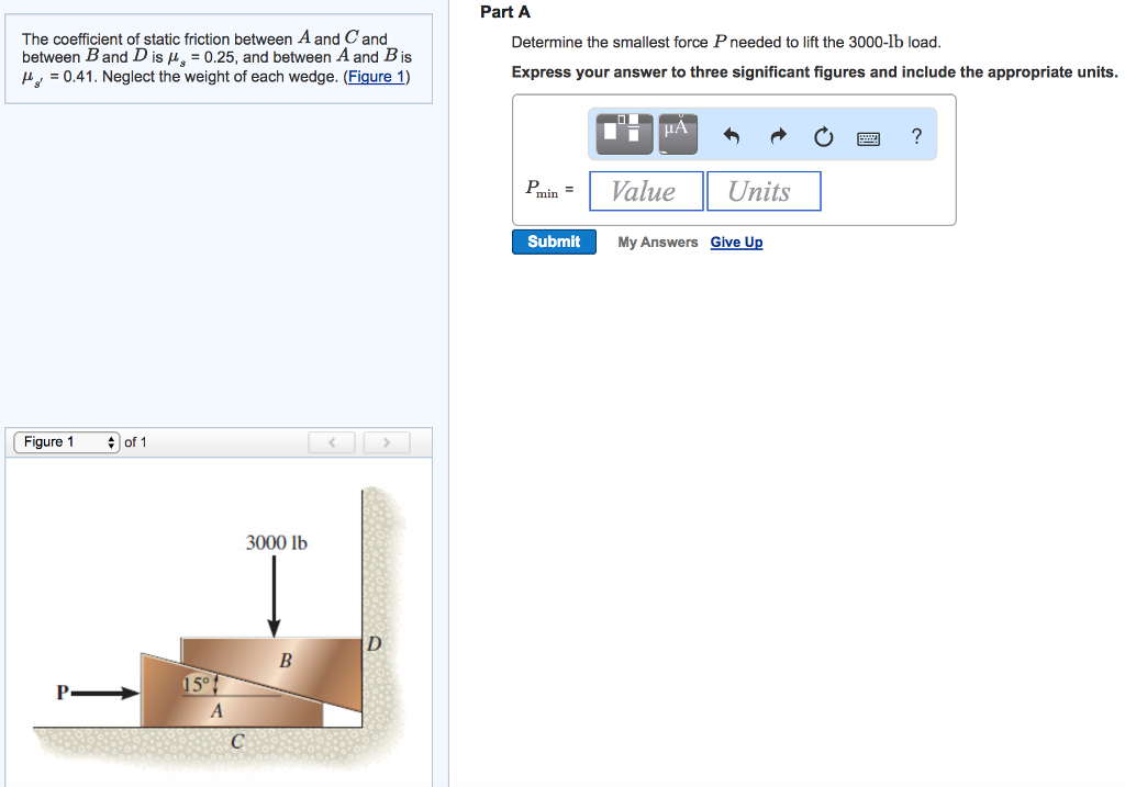 Solved The Coefficient Of Static Friction Between A And C