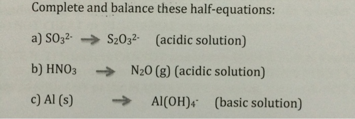 Solved Complete and balance these half-equations: SO3^2- | Chegg.com