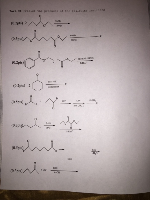 Solved Predict the products of the following reactions | Chegg.com