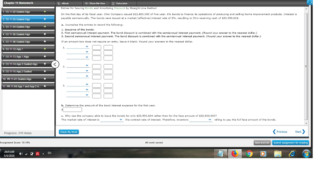 Solved Chapter 11 Homework Show Me How Calaulator eBook | Chegg.com