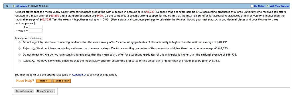 Solved My Notos Ask Your Teacher 3. -3 points PODStat5 | Chegg.com