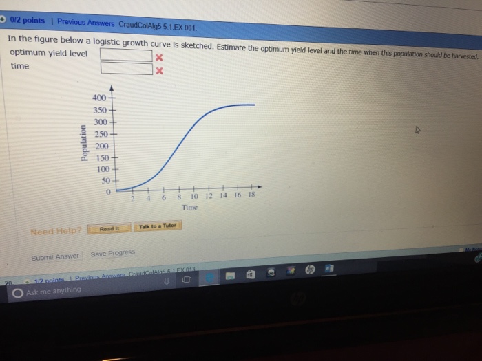 Solved In the figure below a logistic growth curve is | Chegg.com