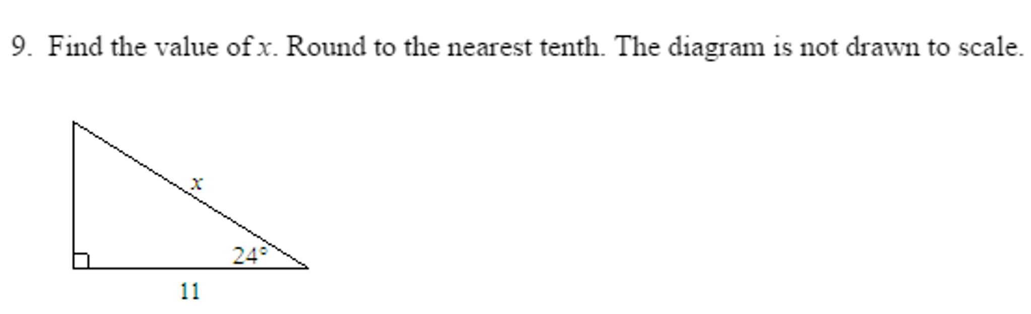 Solved Find the value of x. Round to the nearest tenth. The | Chegg.com