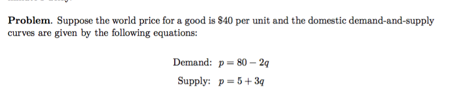 Solved Problem. Suppose the world price for a good is S40 | Chegg.com