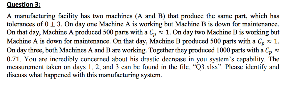 A manufacturing facility has two machines (A and B) | Chegg.com
